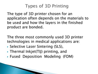 Applications of 3 d printing in biomedical engineering | PPTX