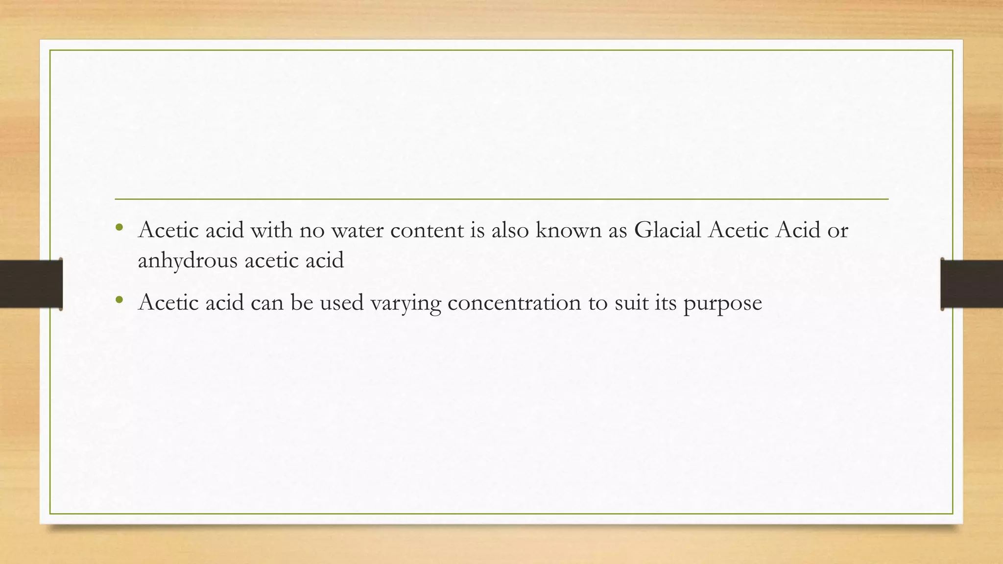 Applications of acetic acid | PPTX