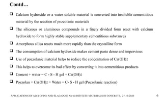 APPLICATIONS OF ALCCOFINE AND SLAG SAND AS SUBSTITUTES IN CONCRETE.pptx