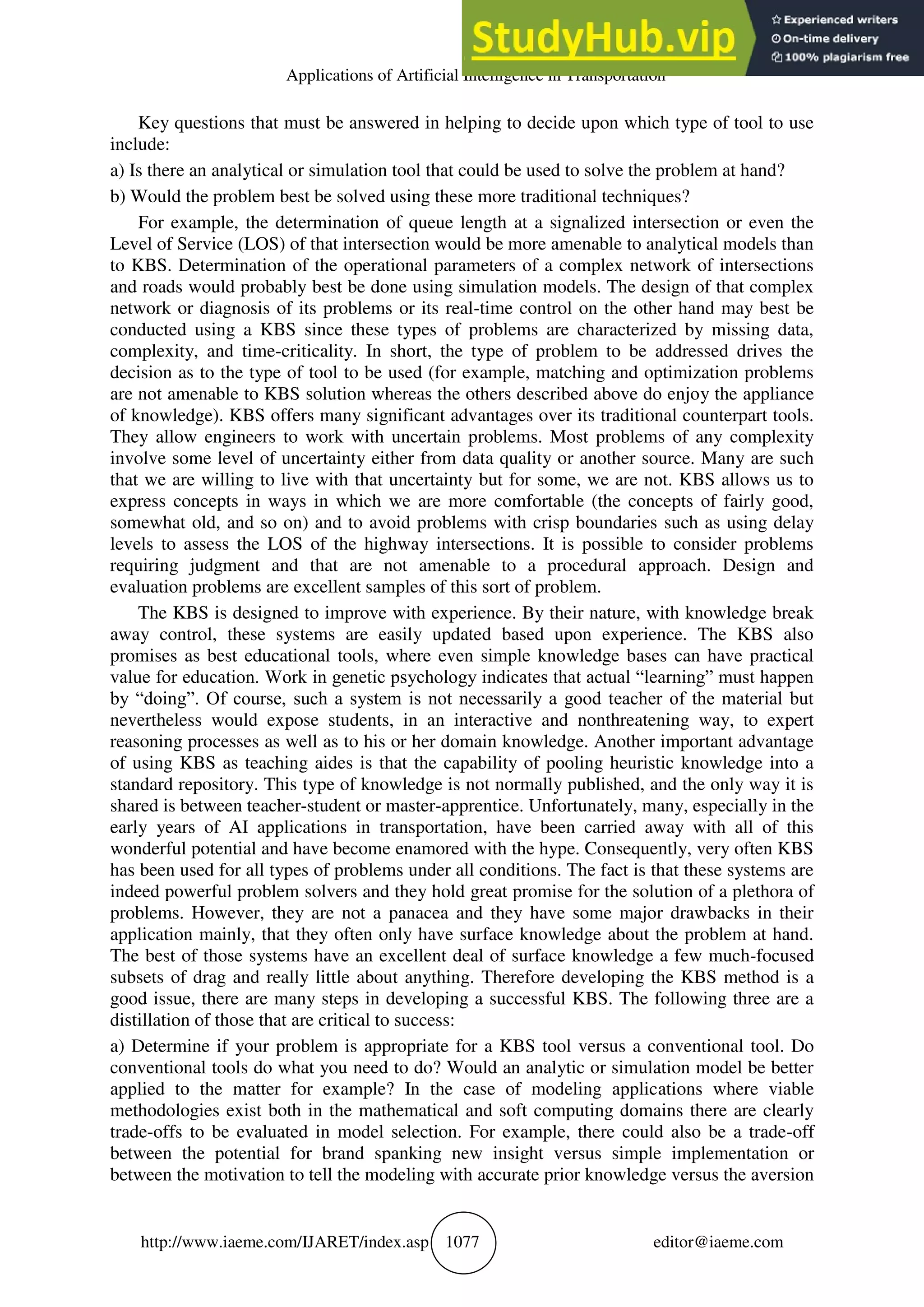 Applications Of Artificial Intelligence In Transportation | PDF