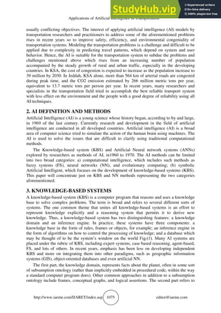 Applications Of Artificial Intelligence In Transportation | PDF