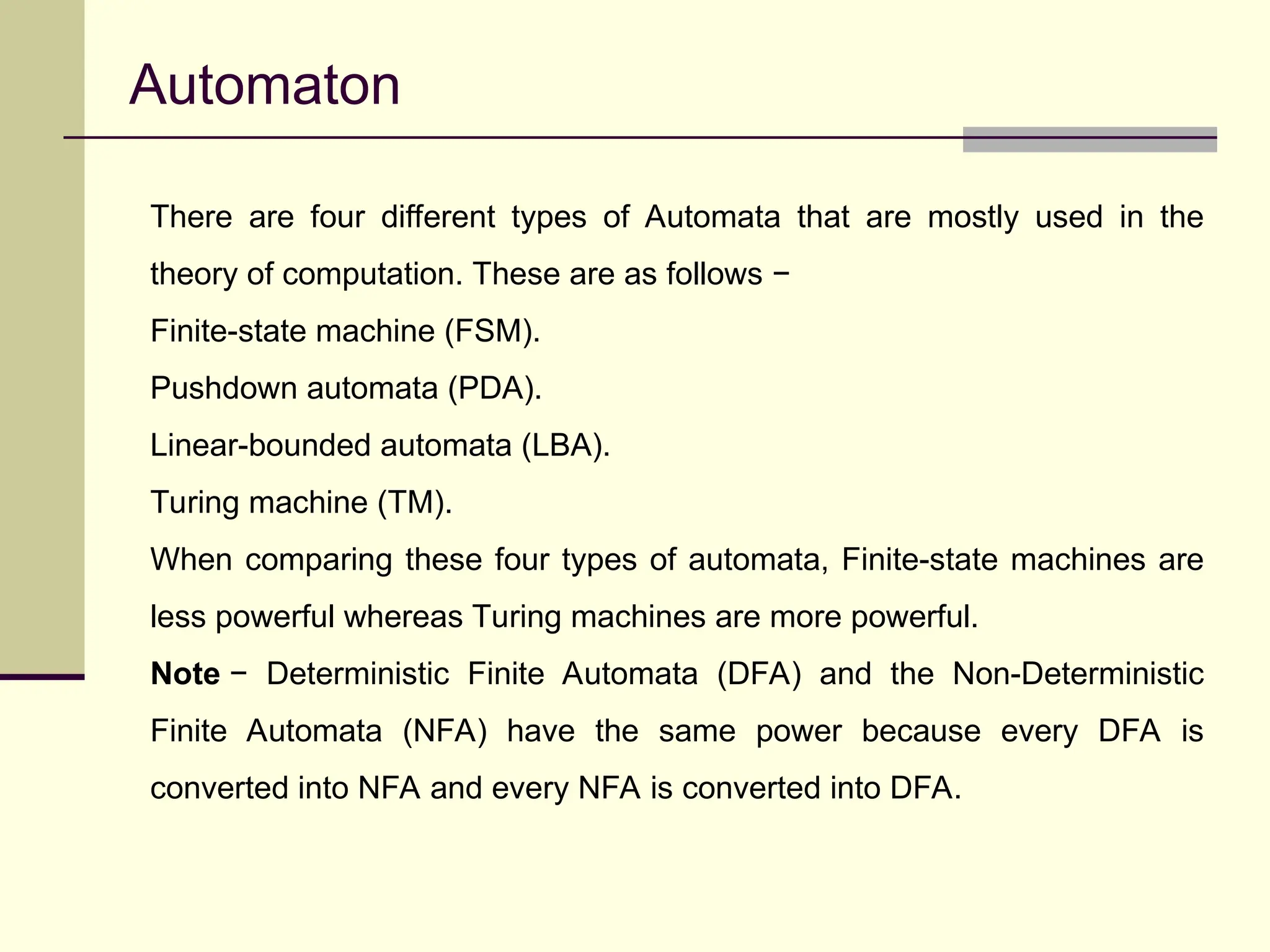 Formal Language And Applications Of Automata Theory Ppt