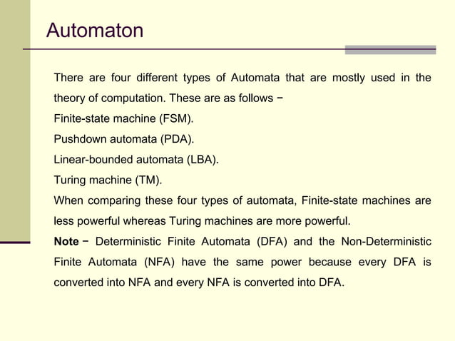 Formal Language and Applications of Automata Theory | PPT | Programming Languages | Computing