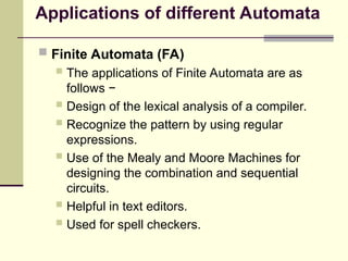 Formal Language and Applications of Automata Theory | PPT
