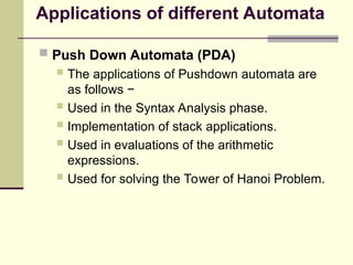 Formal Language and Applications of Automata Theory | PPT | Programming Languages | Computing