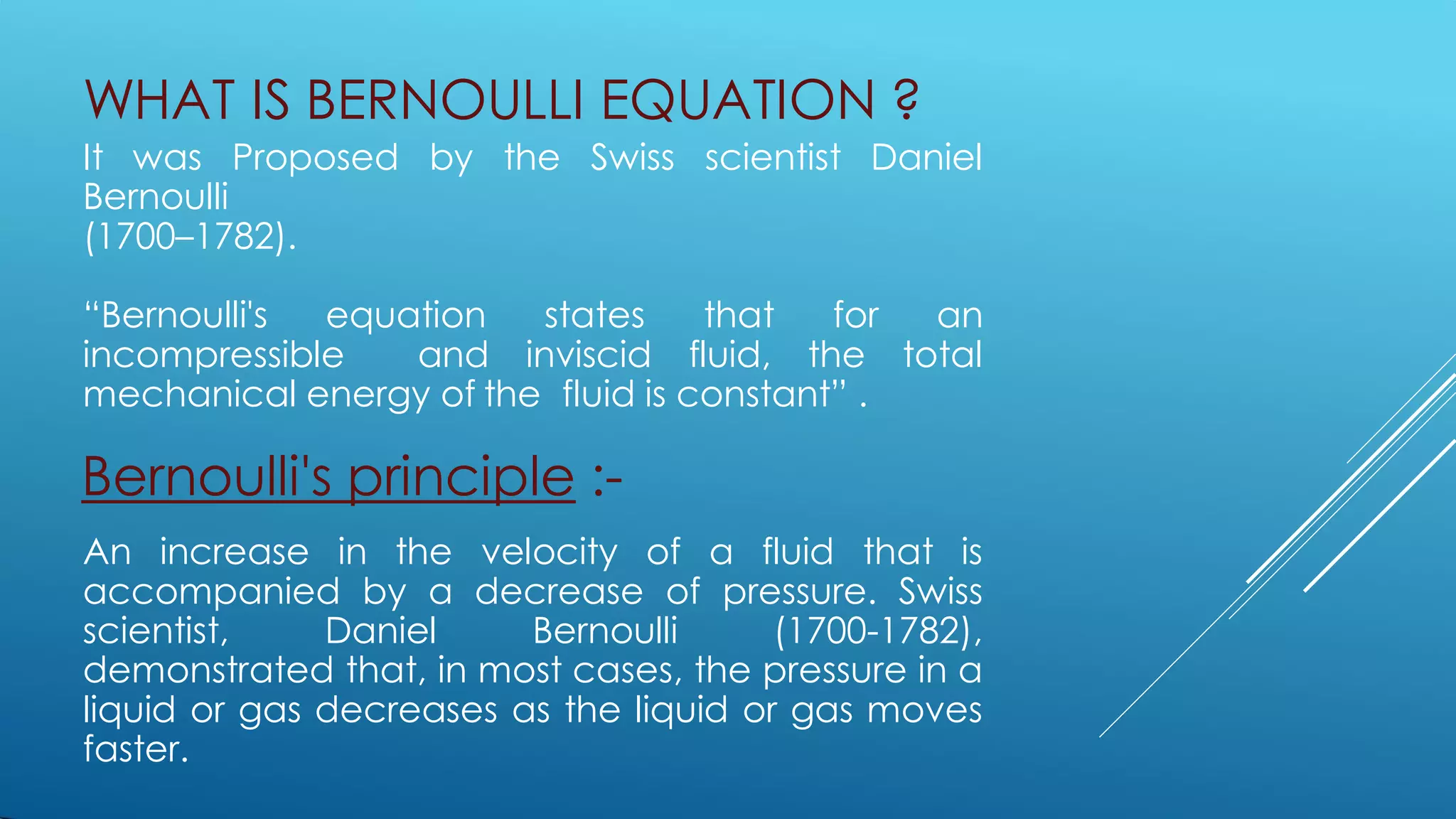 Applicationsofbernoulli equation-190208184220 | PPT