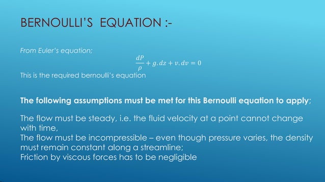 Applications and Principle of bernoulli equation (Energy Conservation ...