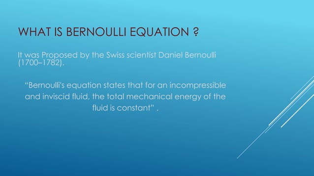 Applications of bernoulli equation. | PPT