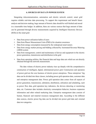 Applications of big data in electrical energy system document | PDF