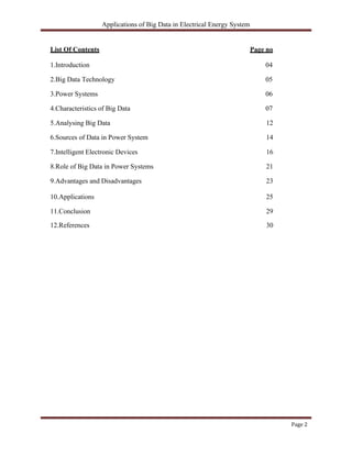 Applications of big data in electrical energy system document | PDF