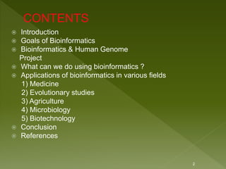 Applications of bioinformatics, main by kk sahu | PPTX
