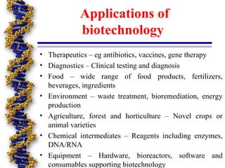 Applications of biotechnology | PPT
