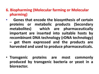 APPLICATIONS OF BIOTECHNOLOGY IN MEDICINE SMG | PPTX