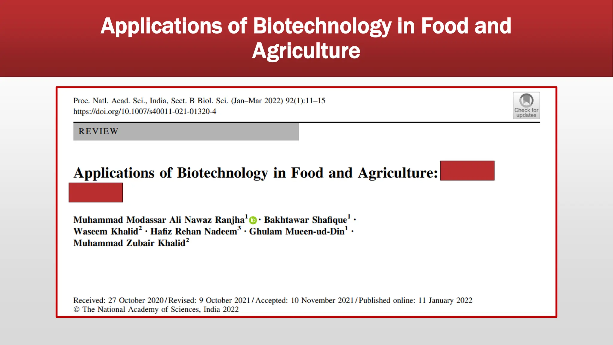 Applications of Biotechnology in Food and Agriculture | PPT