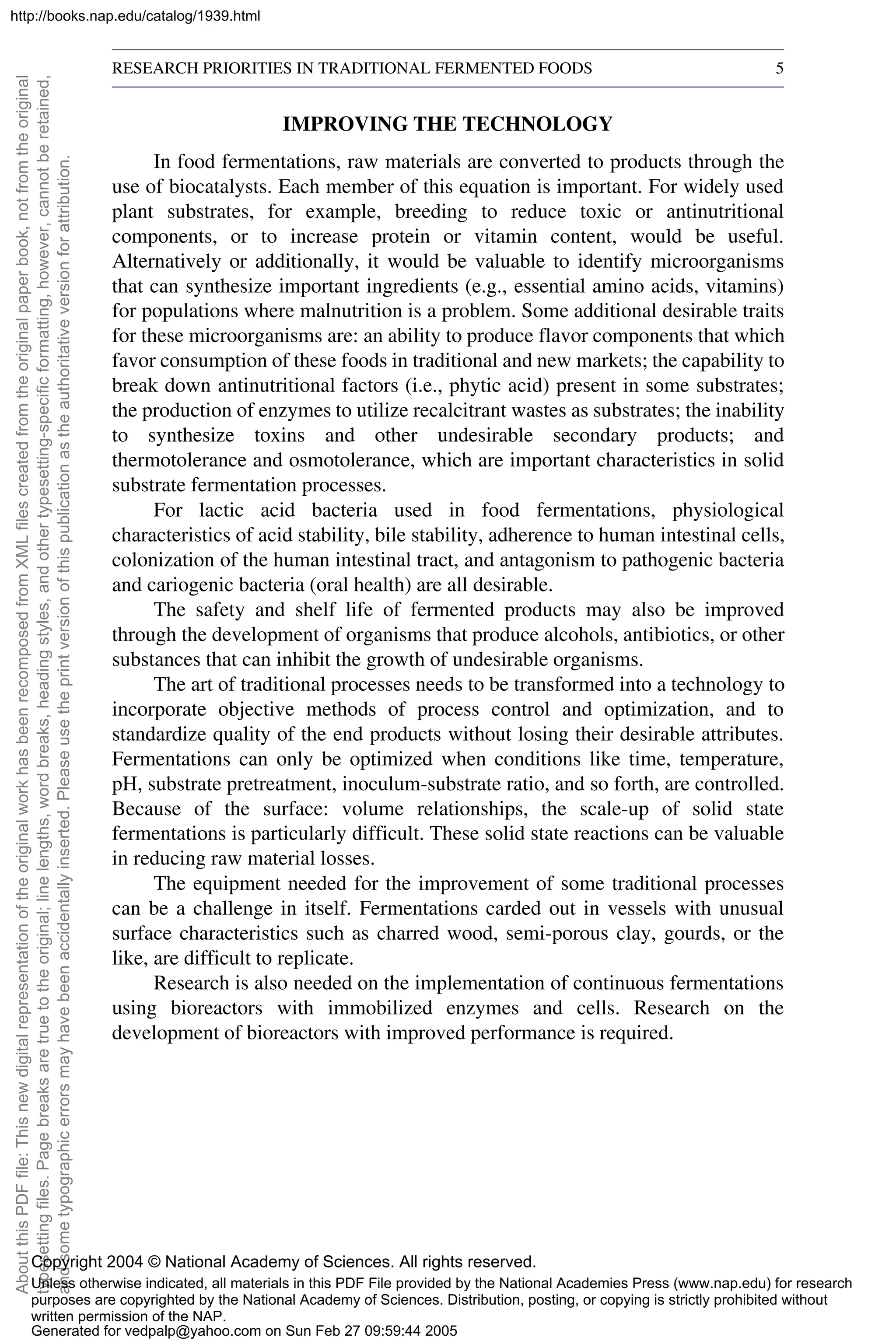 Applications of biotechnology to traditional fermented foods nap-2004 | PDF