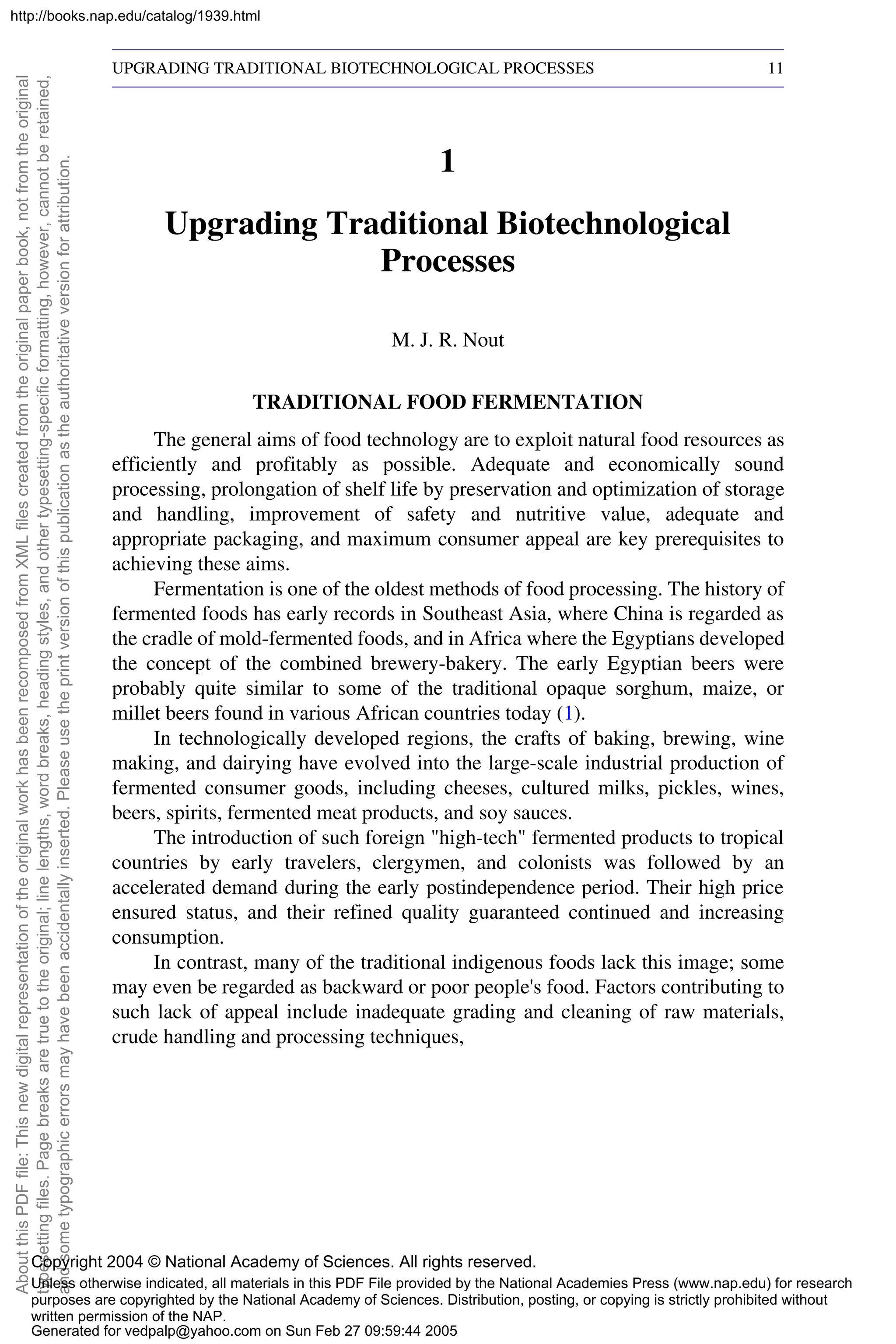 Applications of biotechnology to traditional fermented foods nap-2004 | PDF