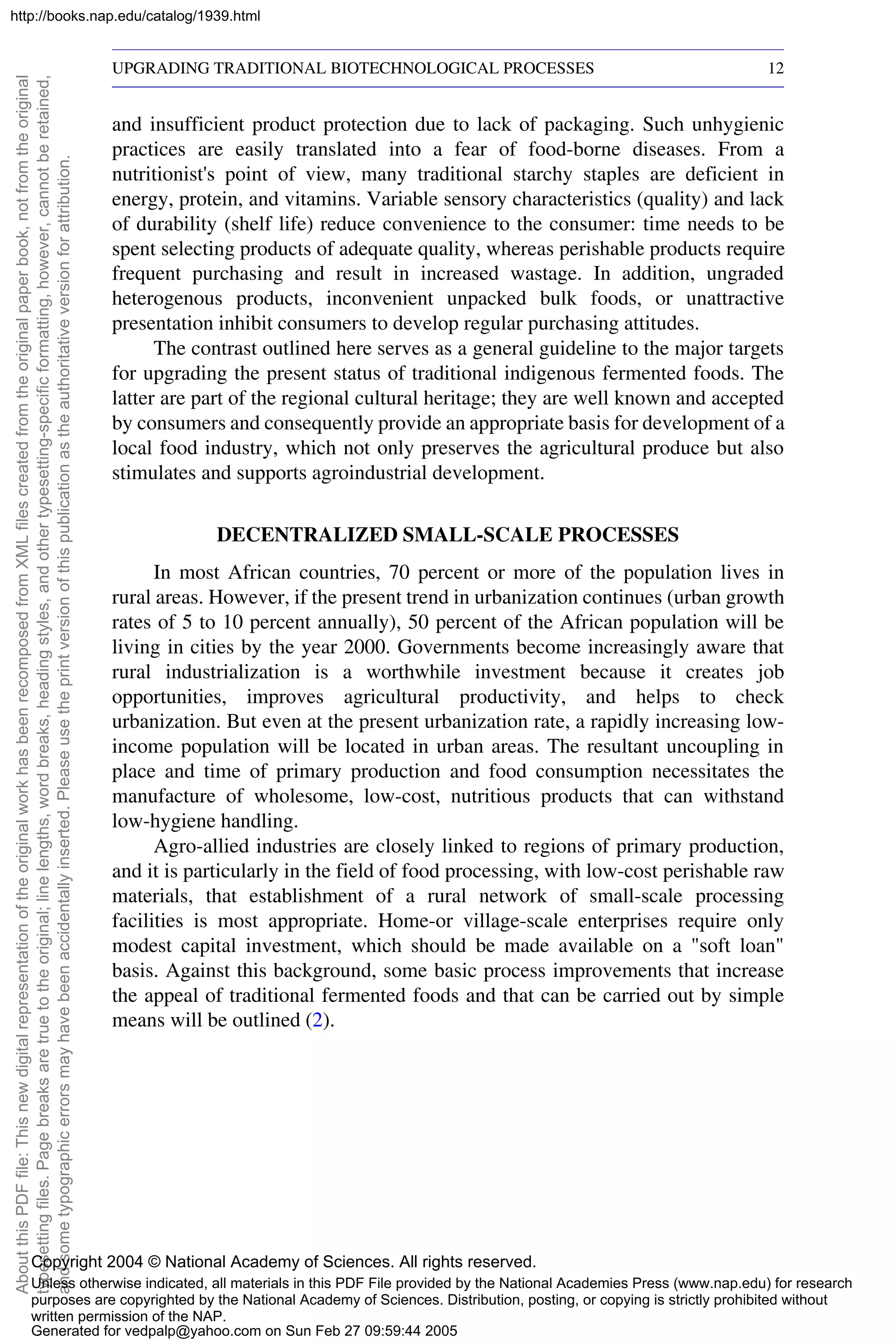 Applications of biotechnology to traditional fermented foods nap-2004 | PDF