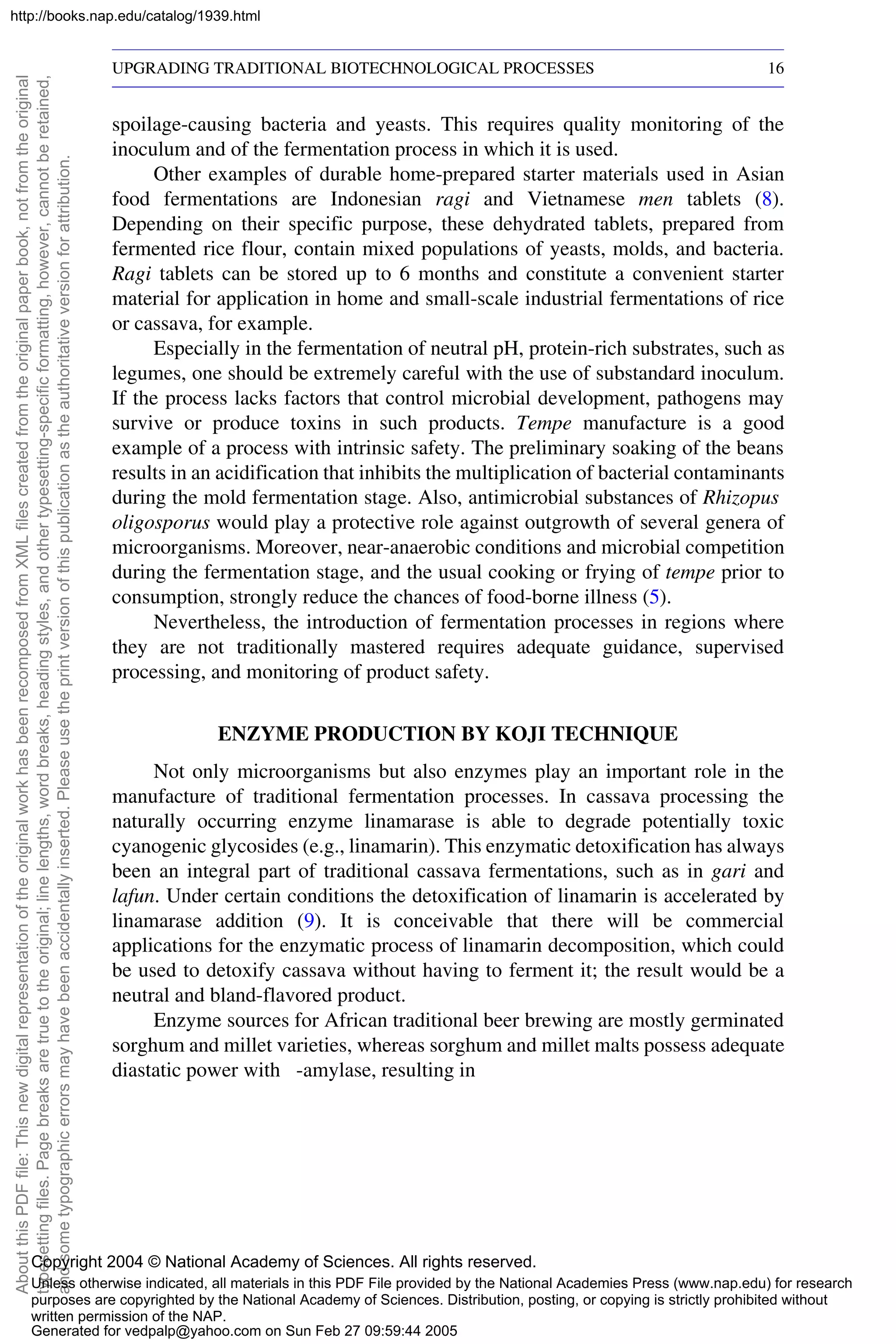 Applications of biotechnology to traditional fermented foods nap-2004 | PDF