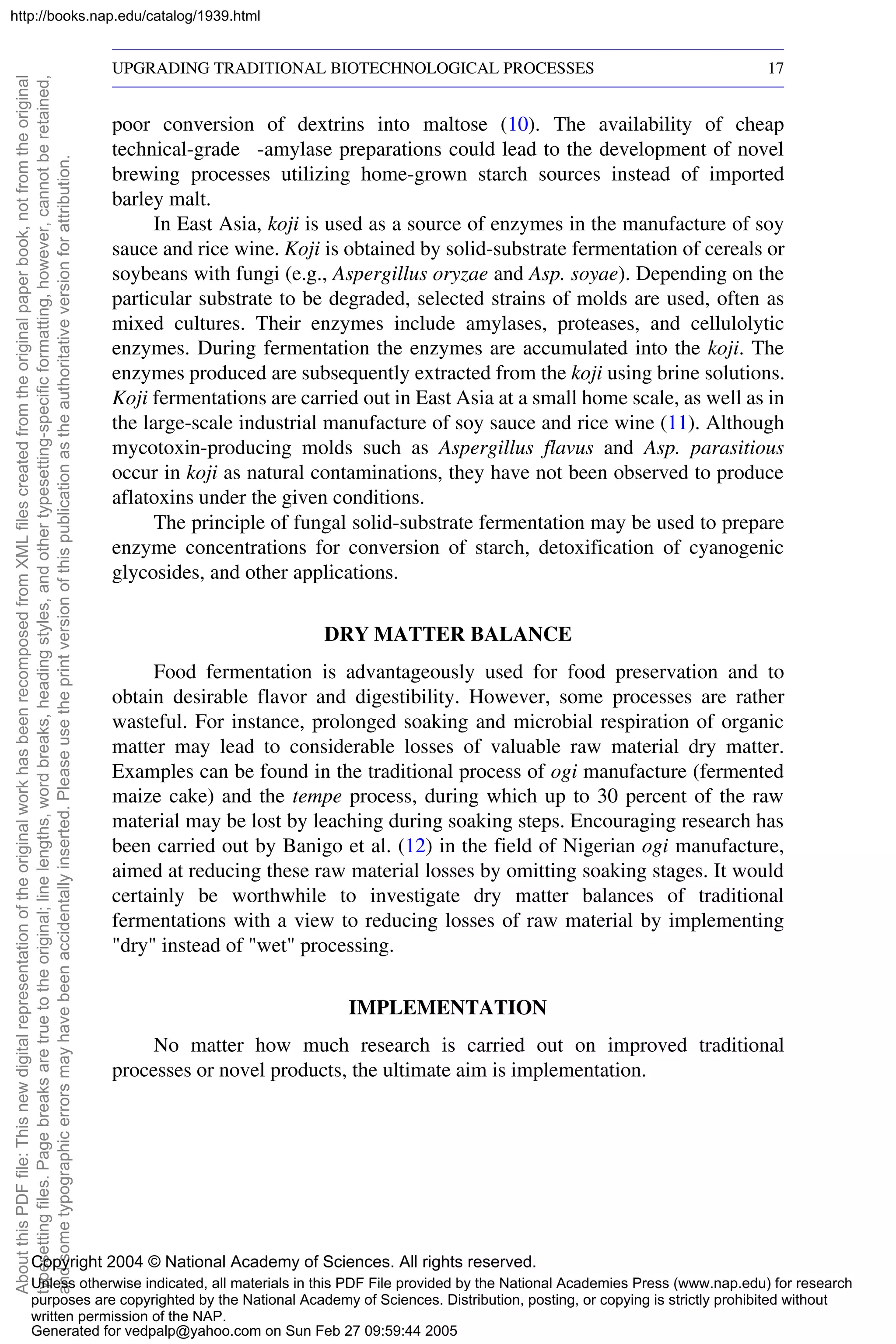 Applications of biotechnology to traditional fermented foods nap-2004 | PDF