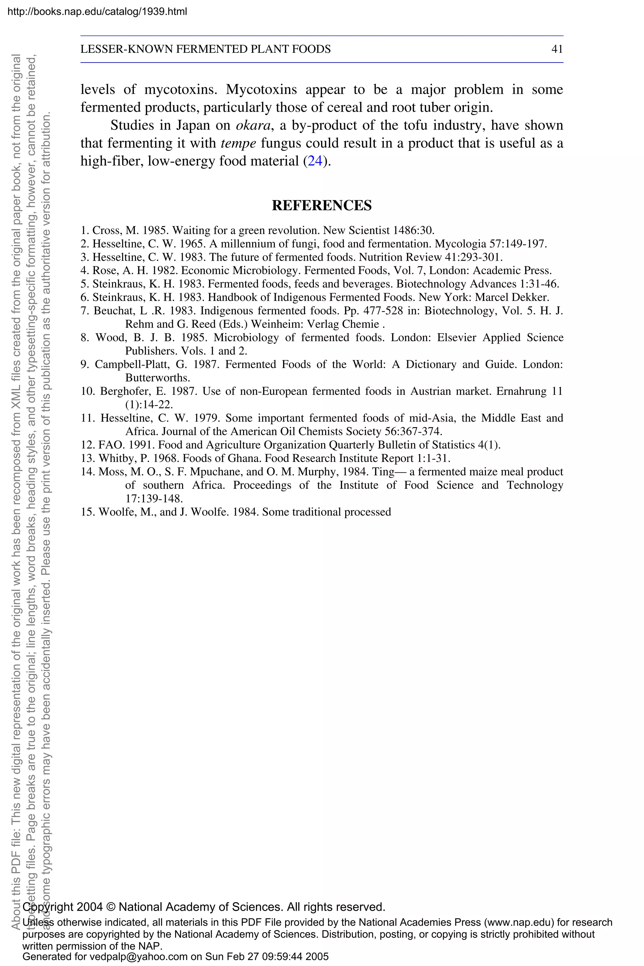 Applications of biotechnology to traditional fermented foods nap-2004 | PDF