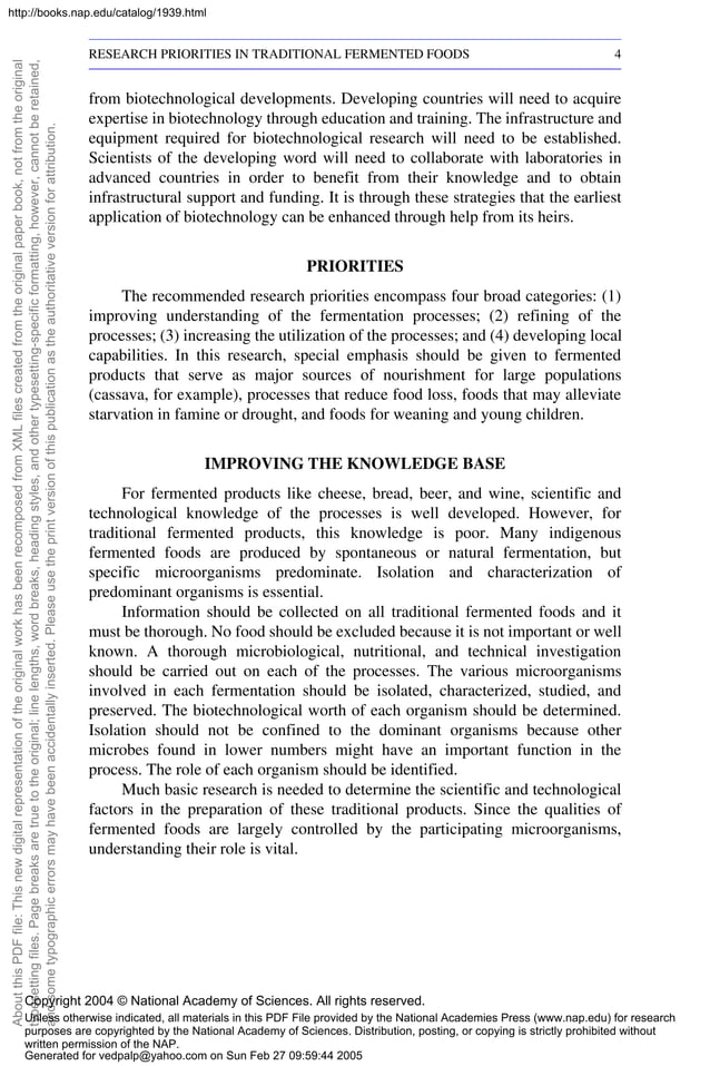 Applications of biotechnology to traditional fermented foods nap-2004 | PDF