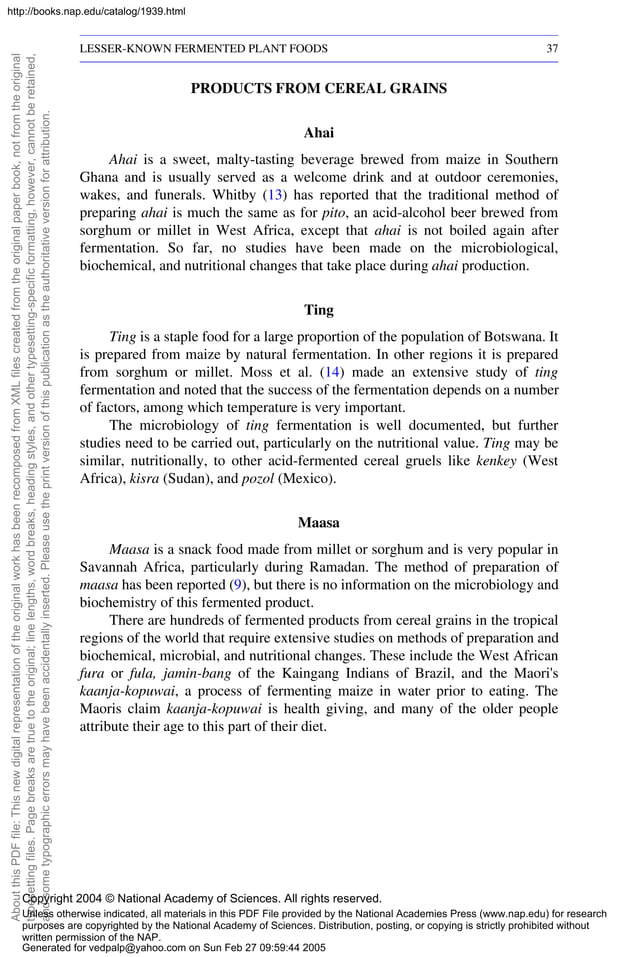 Applications of biotechnology to traditional fermented foods nap-2004 | PDF