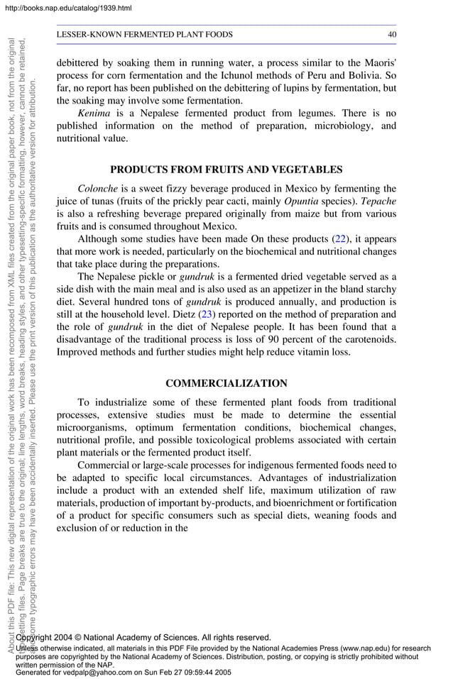 Applications of biotechnology to traditional fermented foods nap-2004 | PDF