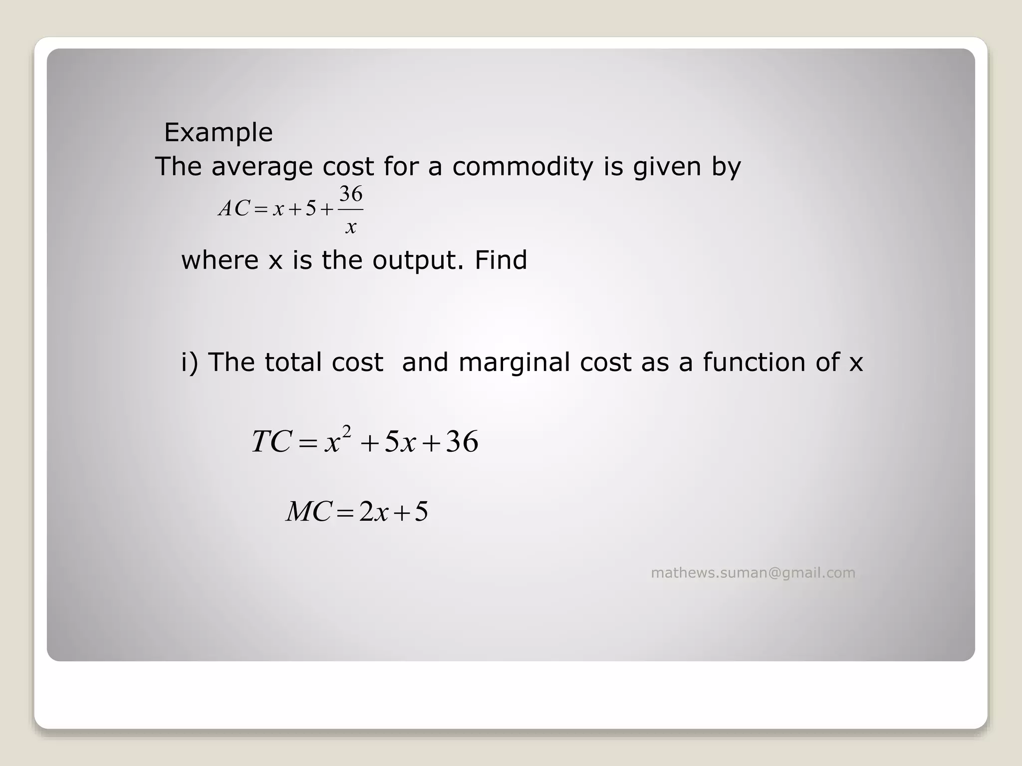 Applications of calculus in commerce and economics | PPTX