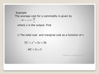 Applications of calculus in commerce and economics | PPTX