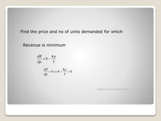 Applications of calculus in commerce and economics | PPT