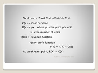 Applications of calculus in commerce and economics | PPT