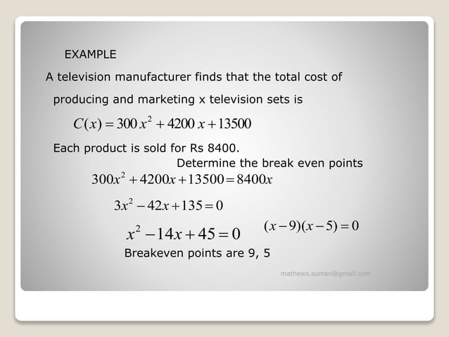 Applications Of Calculus In Commerce And Economics