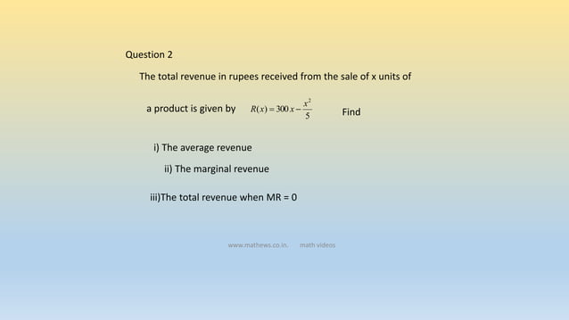 Applications of calculus in commerce and economics ii | PPT
