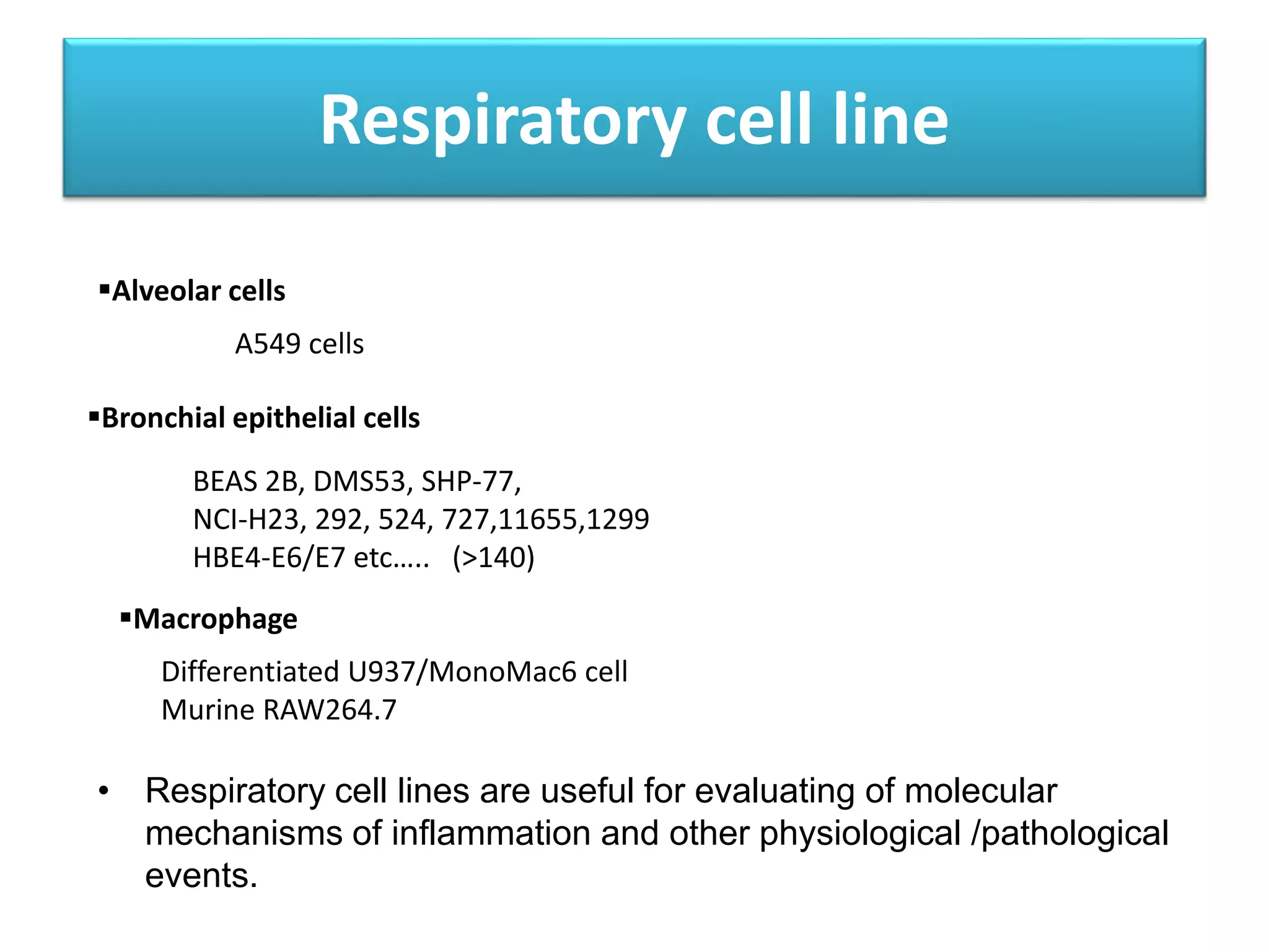 Applications of cell lines | PPTX