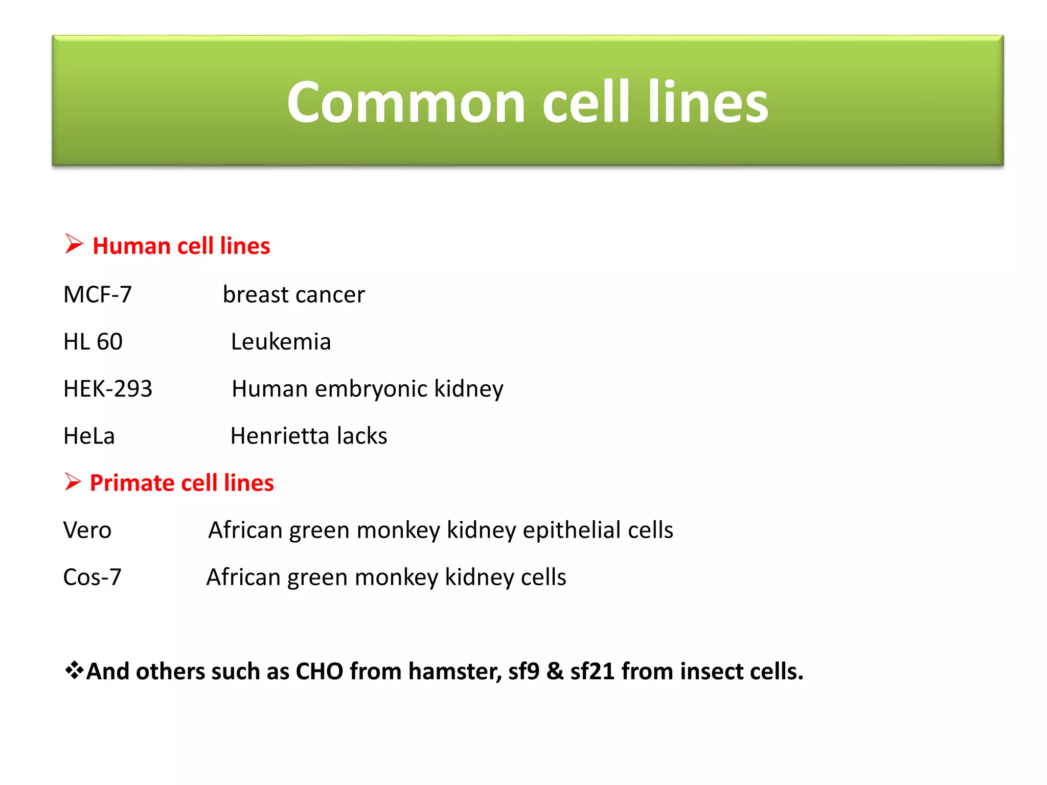 Applications of cell lines | PPTX
