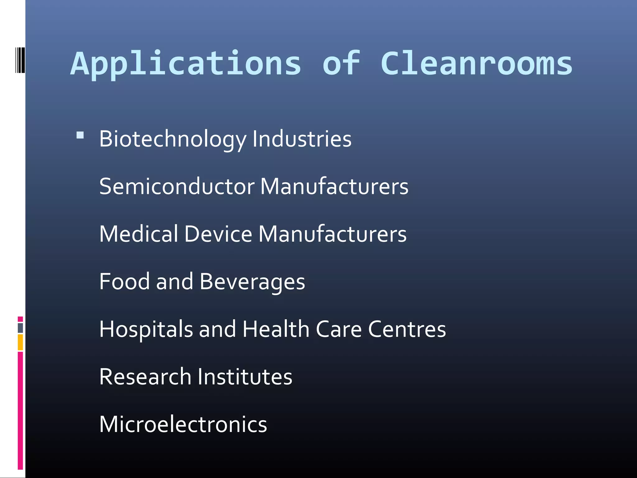 Applications of cleanrooms in various industry | PPT