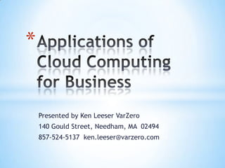 Applications Of Cloud Computing | PPTX