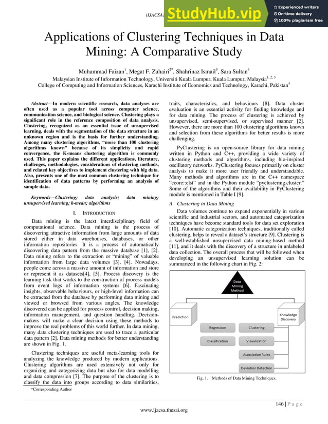 Applications Of Clustering Techniques In Data Mining A Comparative 7449