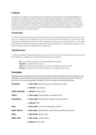 Applications of colloids | DOCX | Physics | Science