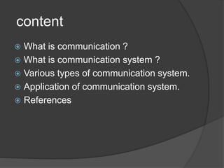 Applications of communication system | PPTX