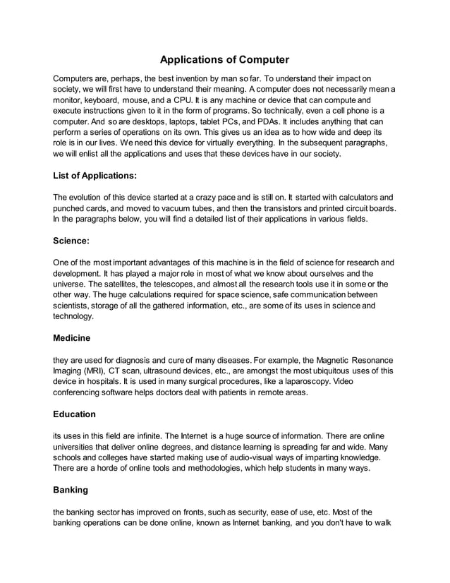 Applications of Computer | PDF