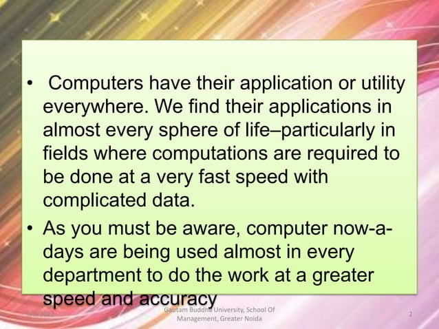 Applications of computer itm | PPT