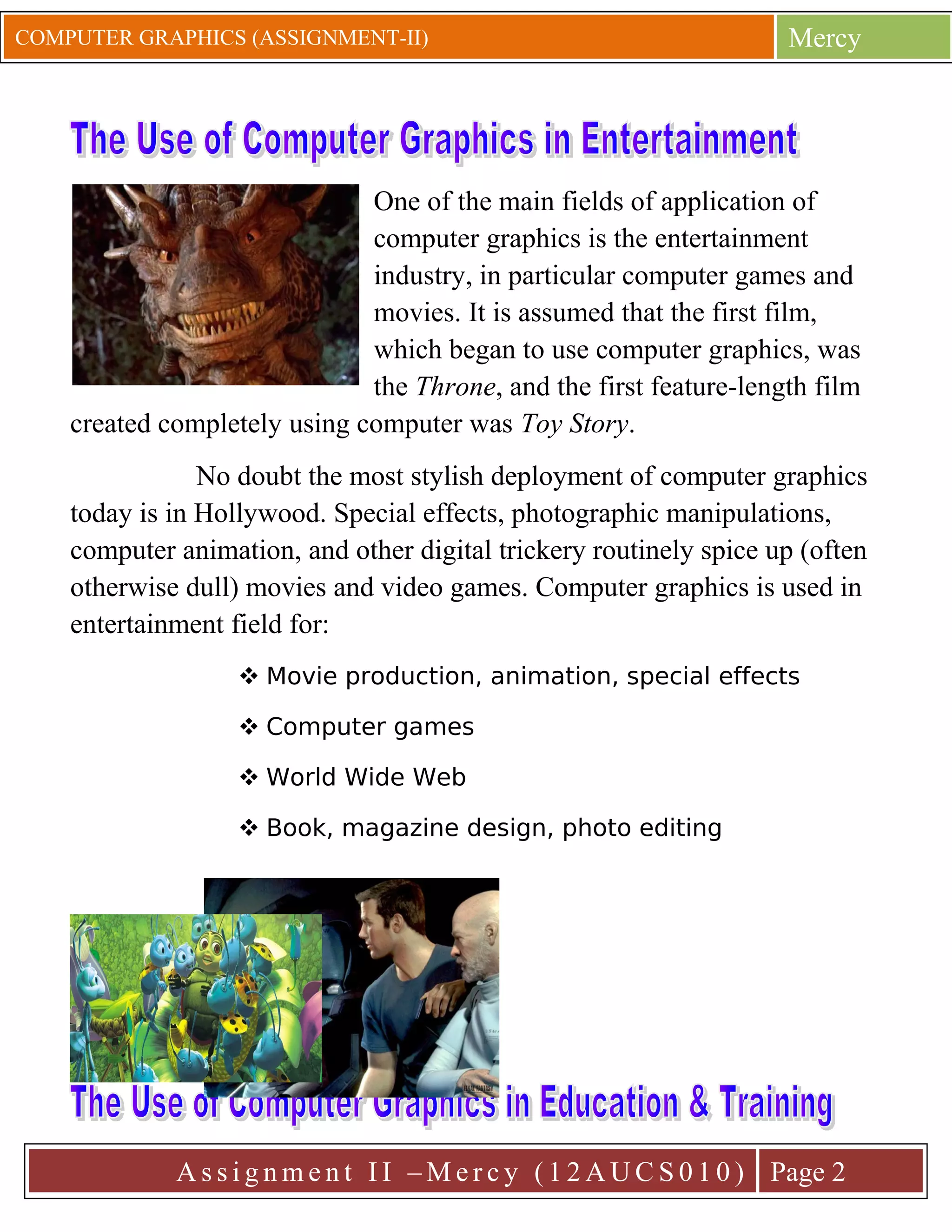 Applications of computer graphics | PDF