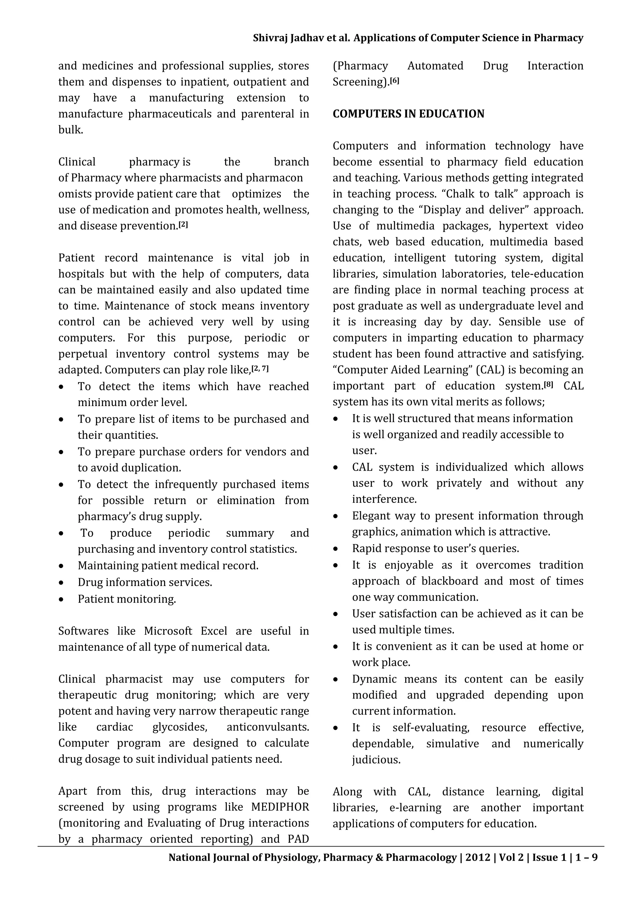 Applications of computer_science_in_pharmacy | PDF