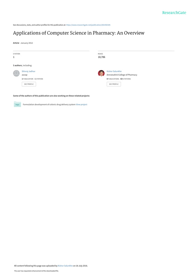 Applications of computer_science_in_pharmacy | PDF