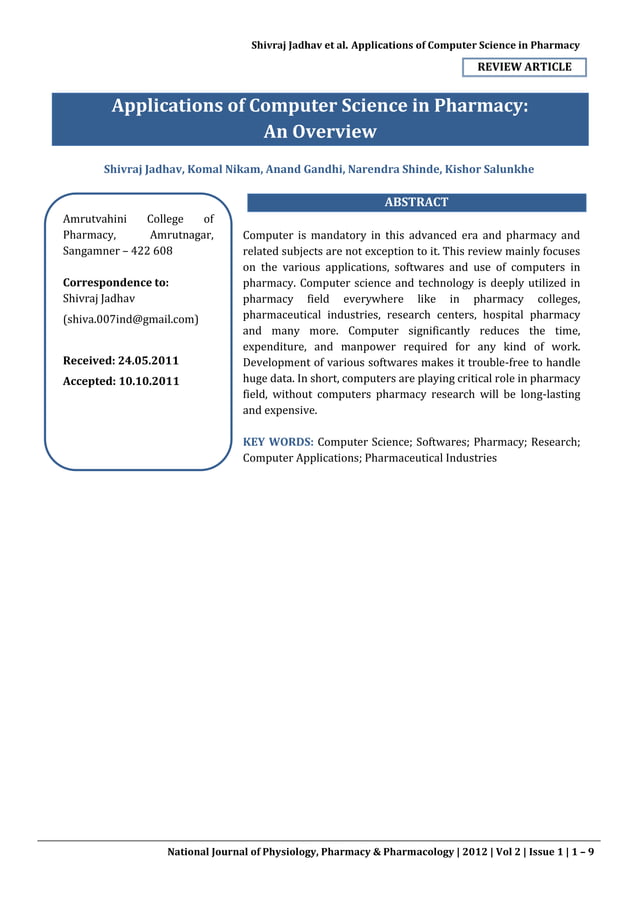 Applications of computer_science_in_pharmacy | PDF