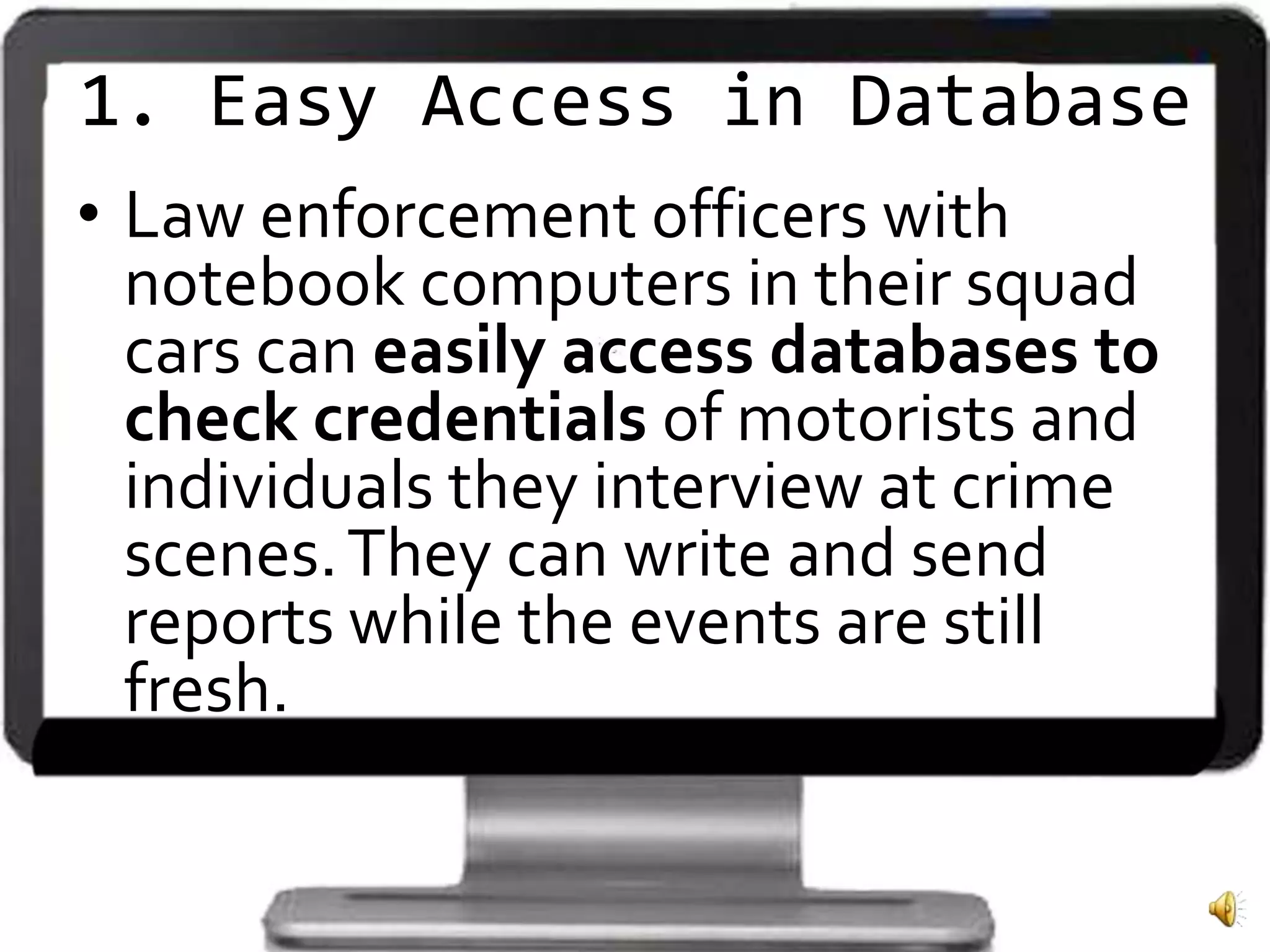 Applications of computers in law enforcement and government | PPTX