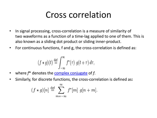 Applications Of Cross Correlation