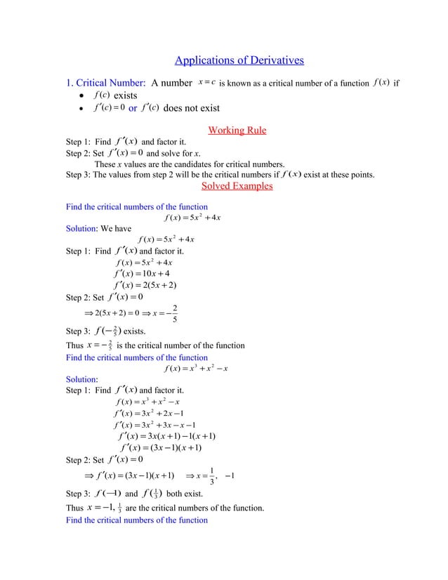 Applications of derivatives | PDF