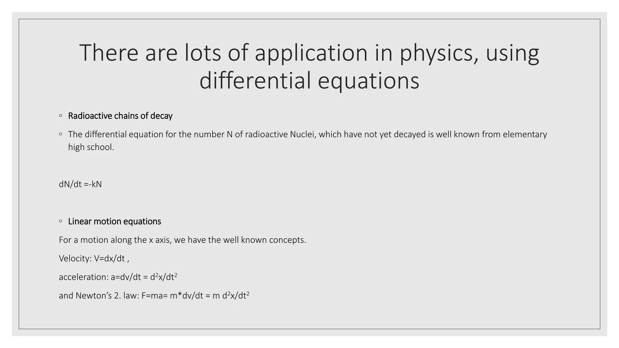 Applications of differential equation in Physics and Biology | PPTX